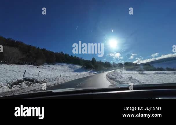 Les Angles, France; December 27 2025: Driving to Les Angles ski resort ...