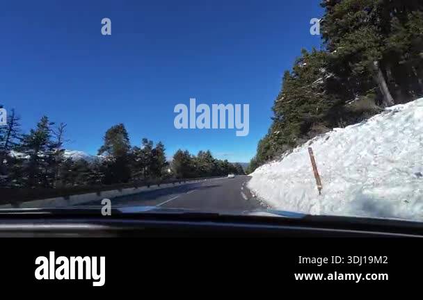 Les Angles, France; December 27 2025: Driving to Les Angles ski resort ...