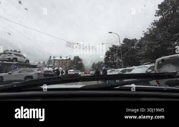 Les Angles, France; December 27 2025: Driving to Les Angles ski resort ...