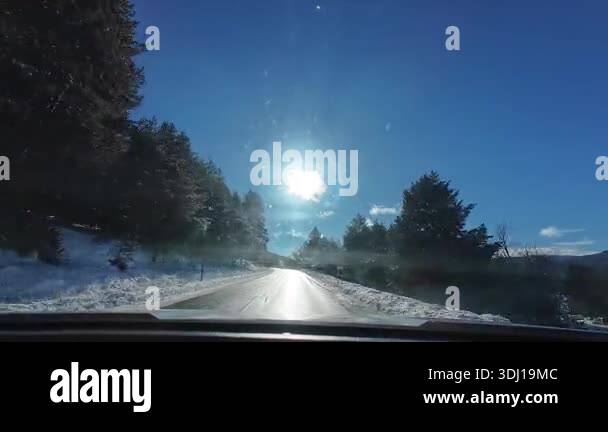 Les Angles, France; December 27 2025: Driving to Les Angles ski resort ...