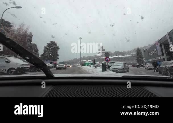 Les Angles, France; December 27 2025: Driving to Les Angles ski resort ...