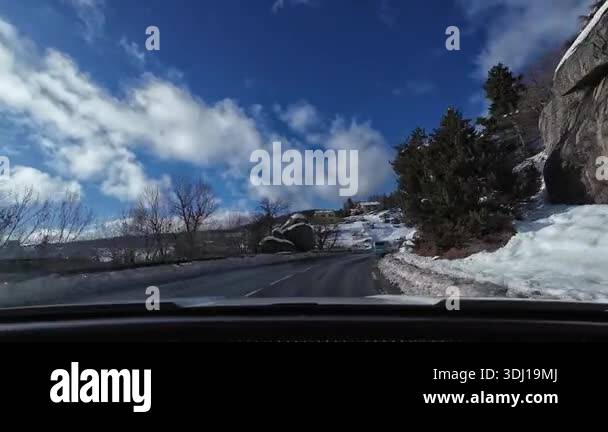 Les Angles, France; December 27 2025: Driving to Les Angles ski resort ...