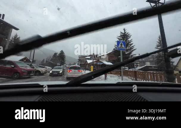 Les Angles, France; December 27 2025: Driving to Les Angles ski resort ...