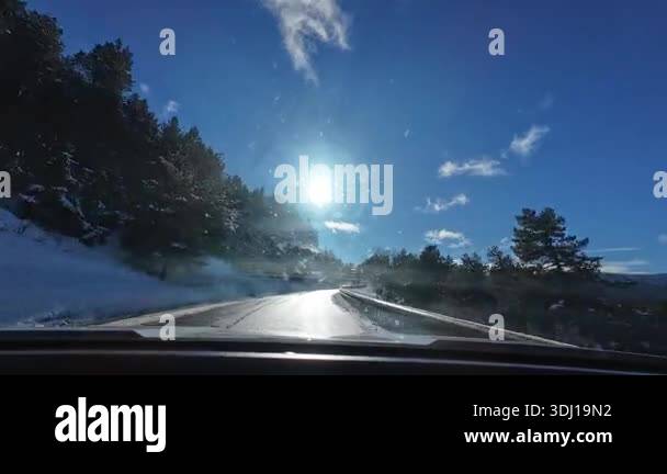 Les Angles, France; December 27 2025: Driving to Les Angles ski resort ...