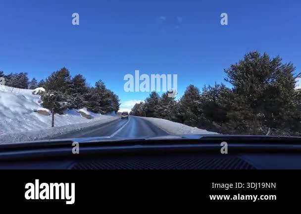 Les Angles, France; December 27 2025: Driving to Les Angles ski resort ...