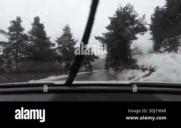 Les Angles, France; December 27 2025: Driving to Les Angles ski resort ...