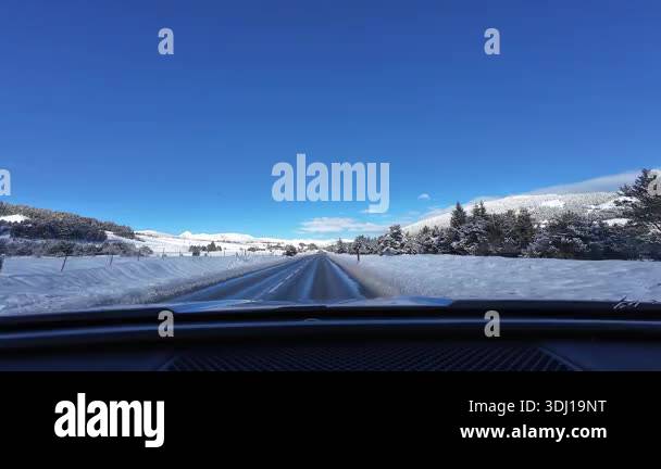 Les Angles, France; December 27 2025: Driving to Les Angles ski resort ...