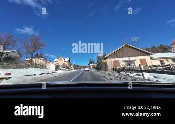 Les Angles, France; December 27 2025: Driving to Les Angles ski resort ...