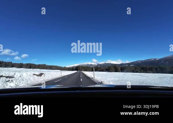 Les Angles, France; December 27 2025: Driving to Les Angles ski resort ...