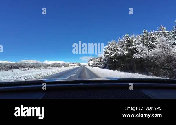 Les Angles, France; December 27 2025: Driving to Les Angles ski resort ...