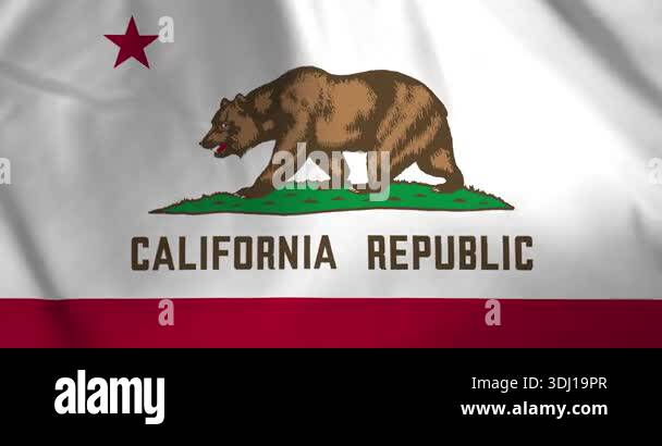 The california state flag of the United States of America waving with ...