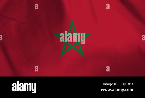 The morocco flag waving with the wind background loop video animation ...