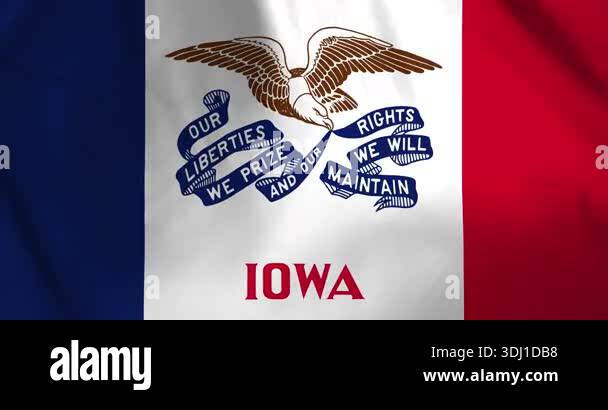 The iowa state flag of the United States of America waving with the ...