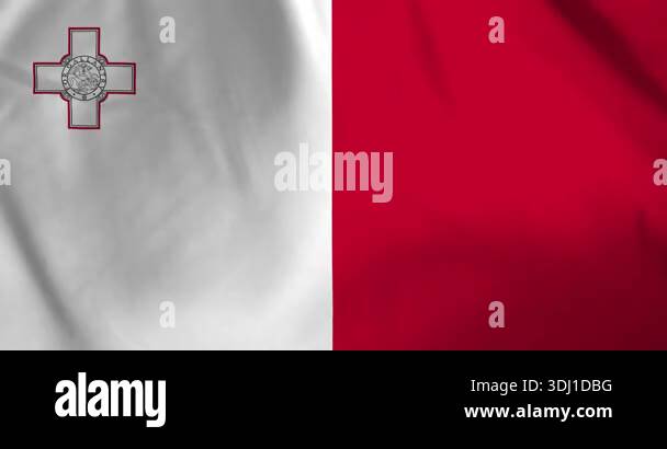 The malta flag waving with the wind background loop video animation ...