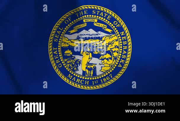 The nebraska state flag of the United States of America waving with the ...