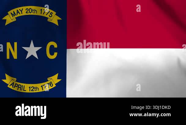 The North Carolina state flag of the United States of America waving ...