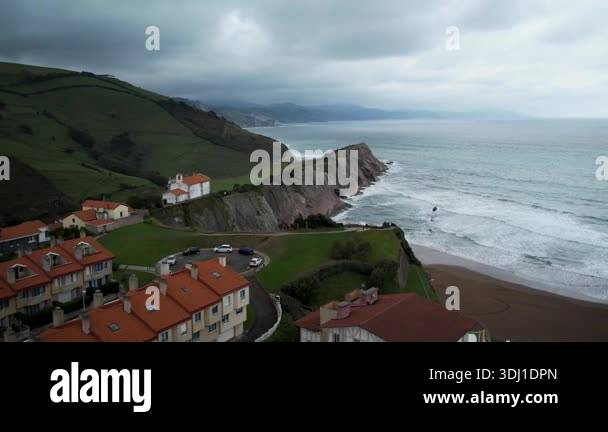 Zumaia Flysch cliffs in the Basque Country. High quality 4k drone ...