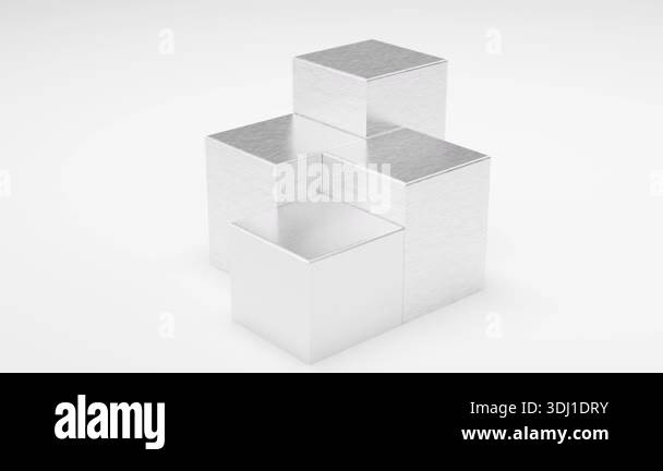 Abstract Silver Metallic Cubes on White Background 3d Render ...