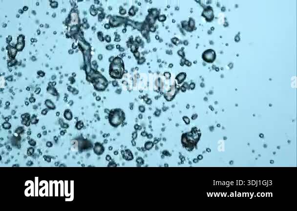 Thousands of tiny clear water droplets falling and scattering in a ...