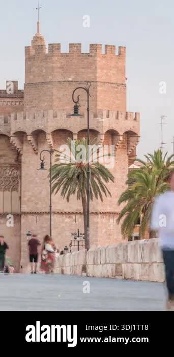 Serrans Towers Torres de Serranos timelapse in Valencia, Spain. A grand ...