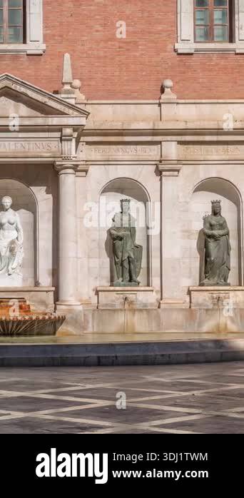 Patriarchs College Square in Valencia timelapse, featuring the fountain ...
