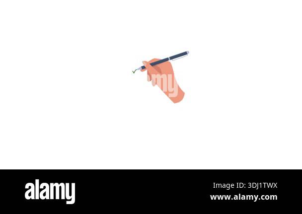 a cartoon Hand Marking correct with a pen Stock Video Footage - Alamy