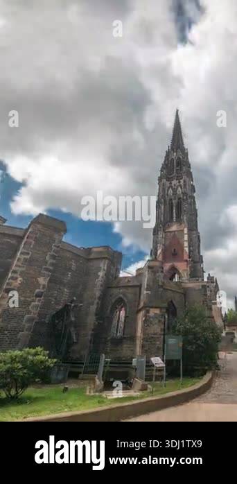 Looking up perspective to the facade of Ehemalige Hauptkirche St ...