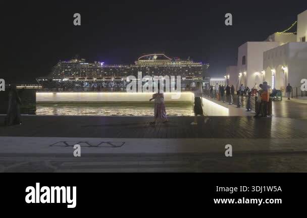 Doha, Qatar - November 16 2025: Old Doha port (Mina District) night ...