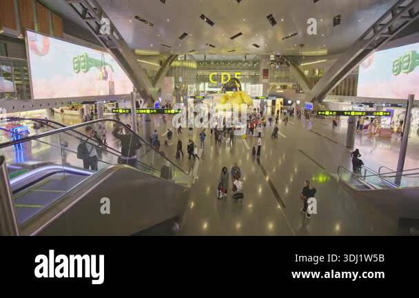 Doha, Qatar-December 1,2025: Departure hall in Hamad International ...