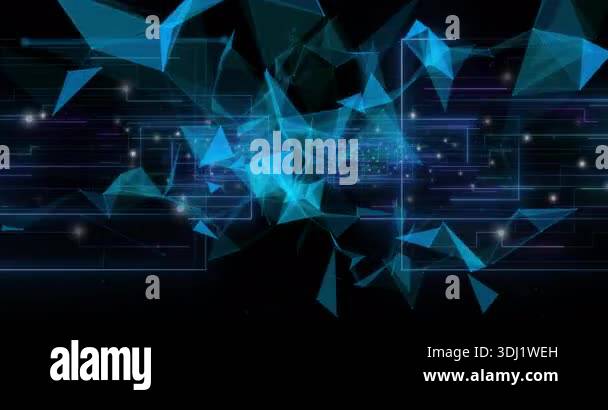 Faint neon-blue grid animating causing blue shapes emerging and ...