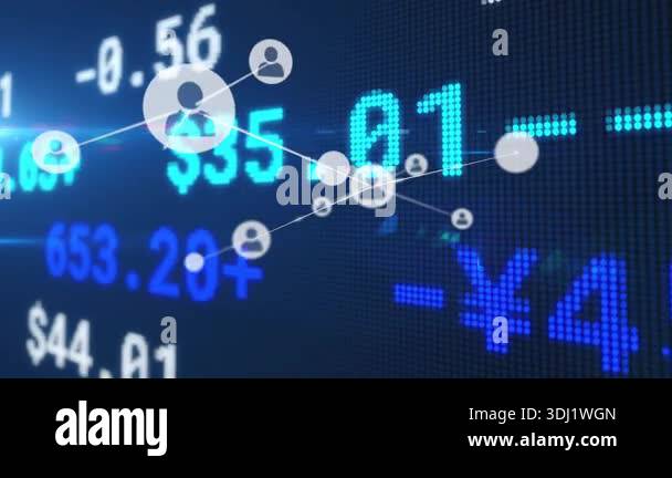 Changing financial figures driving user node emerging linking via lines ...