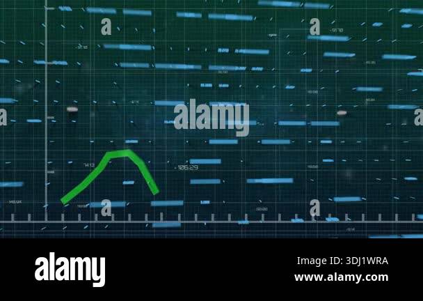 At sequence start green line emerging extending while 3D series growing ...