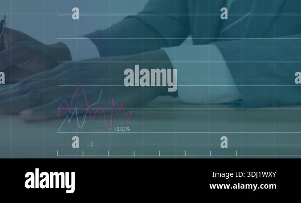 Businessman picking up pen and writing for data analysis as animated ...