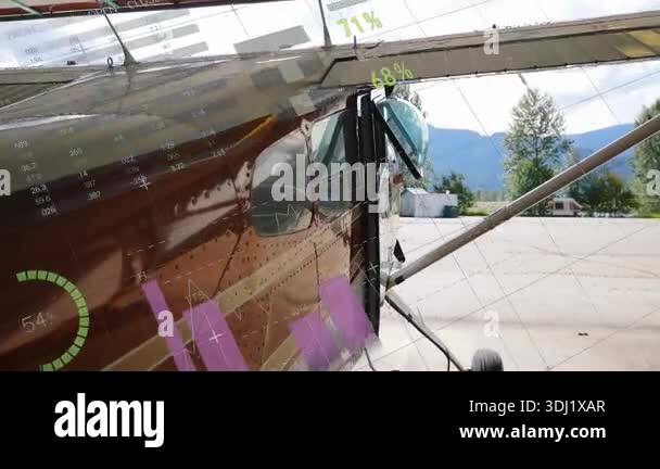 After one-second augmented-reality gauges animating over plane fuselage ...