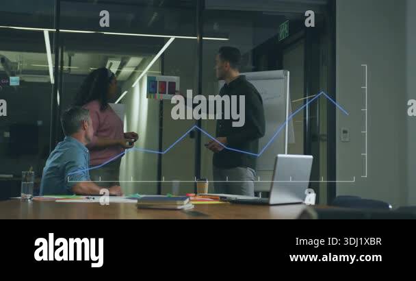 Upon showing color coded chart business team annotating and reviewing ...