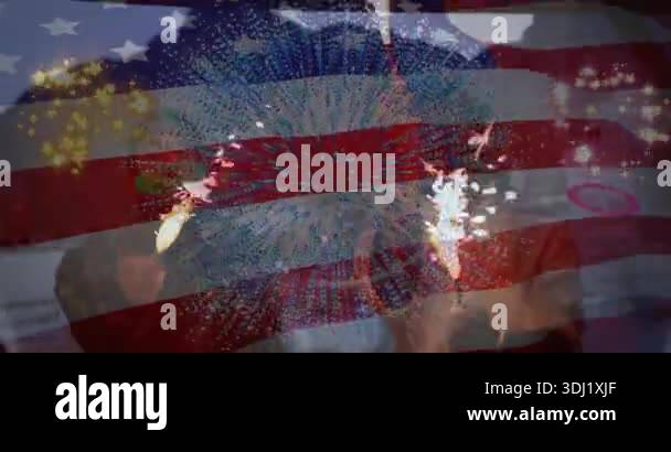 Celebration showing four friends lighting sparklers on rooftop, adding ...