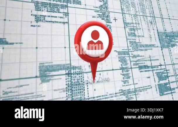 upon data plane activating red 3D location pin emerging center ...