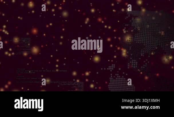 Initial glowing dots emerging as digital globe materializing and ...