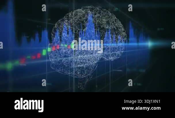 Opening 3D brain forming, rotating while candle bars drawing and ...