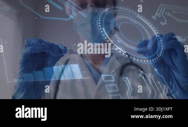 Doctor holding test strip sliding holographic form and reading rising ...