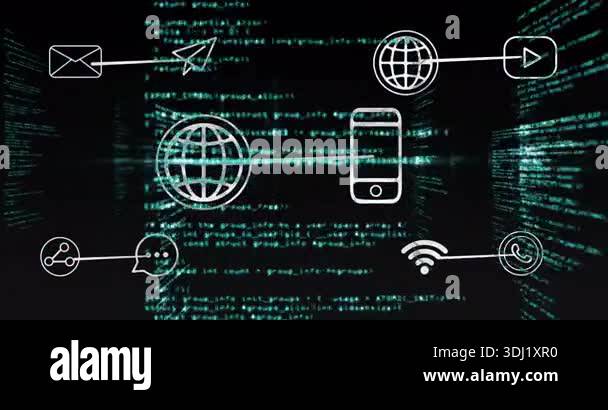Code tunnel converging then retracting, pulsing data revealing network ...