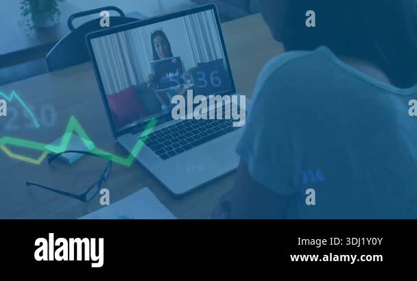 Man starting finance call watching presenter rotating tablet as ...