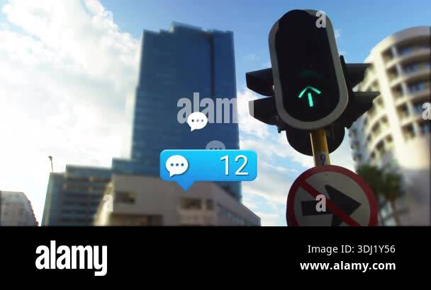 Signal pulsing green arrow confetti starting chat icons floating and ...