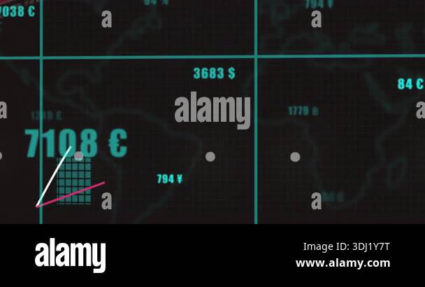 Dashboard opening map updating currency moving bars scanning text ...