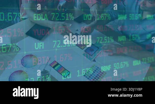 Designers swapping devices while transparent overlay updating finance ...