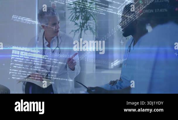 Doctor opening file and projecting charts and binary overlays in ...