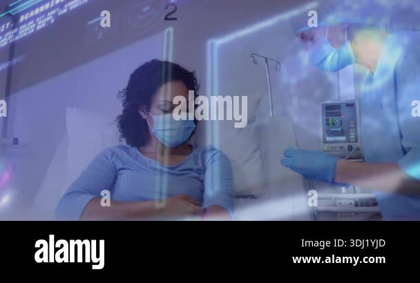 Nurse taking syringe, swabbing arm and administering injection with ...