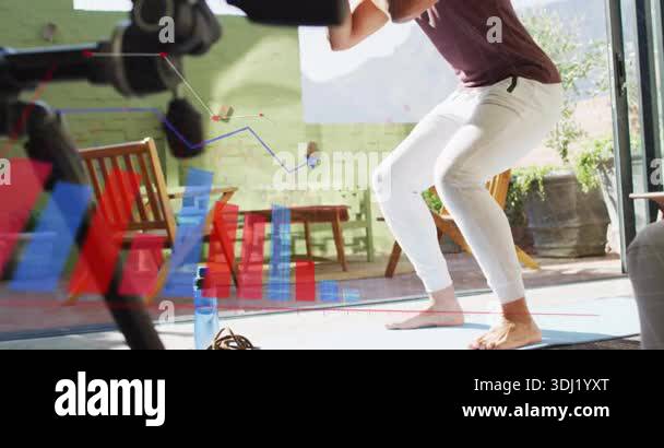 Camera tripod focusing trainer squatting on patio generating animated ...