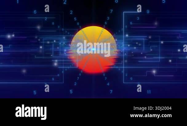 Blue flash initiating data orb forming circuits, morphing arcs, pulsing ...