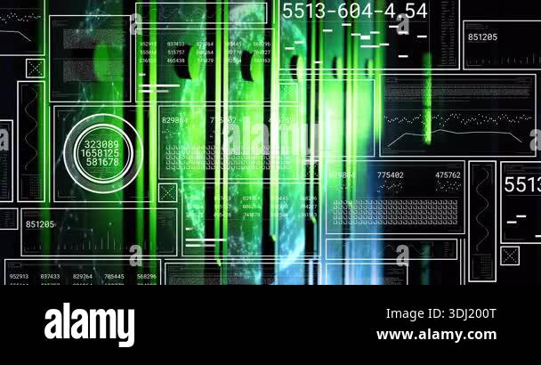 On launch green panels sliding in and pulsing data updates visualizing ...